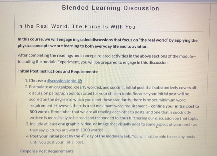 Blended Learning Discussion In the Real World: The | Chegg.com