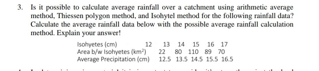 Solved 3. Is it possible to calculate average rainfall over | Chegg.com