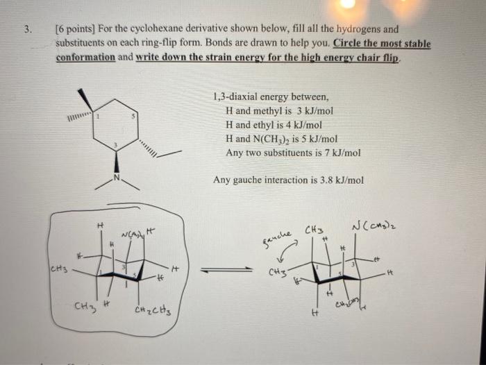 Solved 3. [6 points) For the cyclohexane derivative shown | Chegg.com