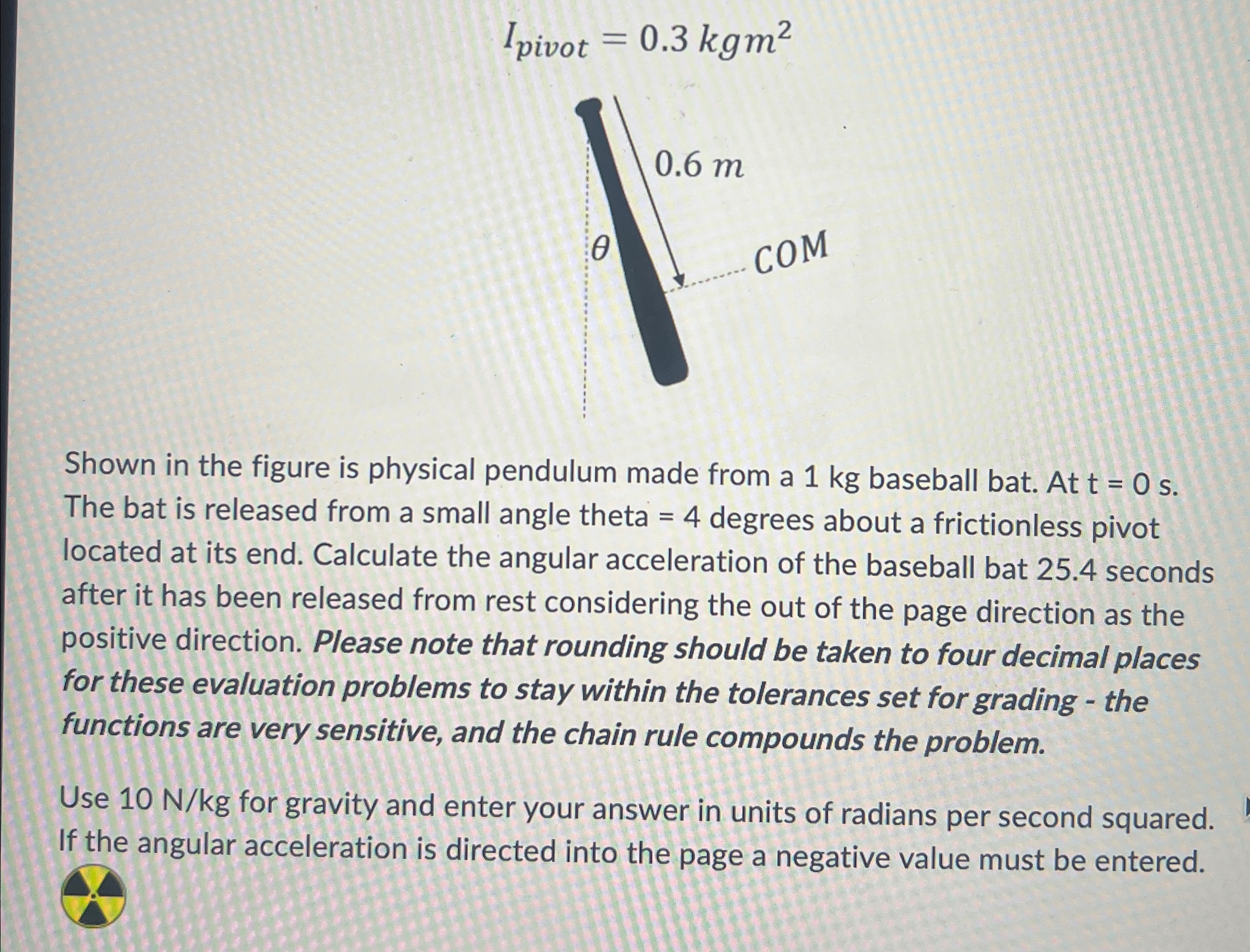 Solved Ipivot =0.3kgm2Shown in the figure is physical | Chegg.com