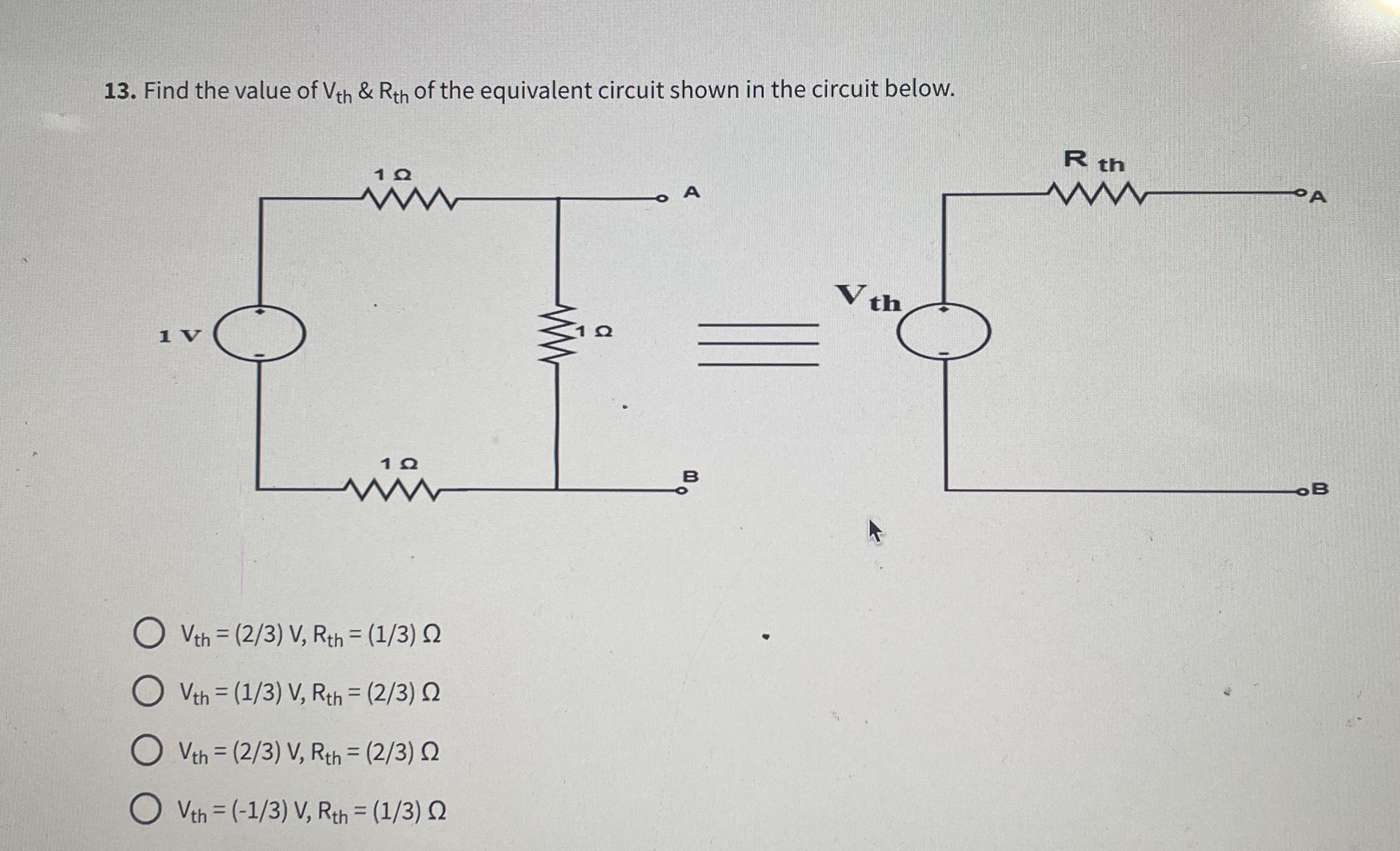 Solved Find the value of Vth &Rth ﻿of the equivalent | Chegg.com