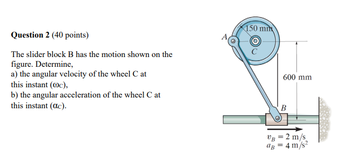 Solved Question 2 (40 points)The slider block B has the | Chegg.com Solved Question 2 (40 points)The slider block B has the | Chegg.com