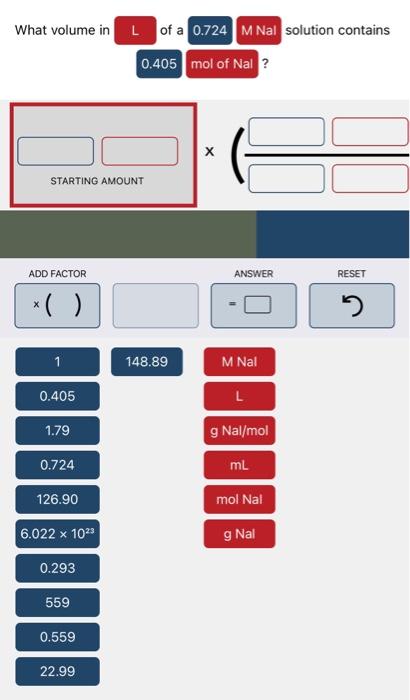 Solved What volume in L of a 0.724 M Nal solution contains | Chegg.com