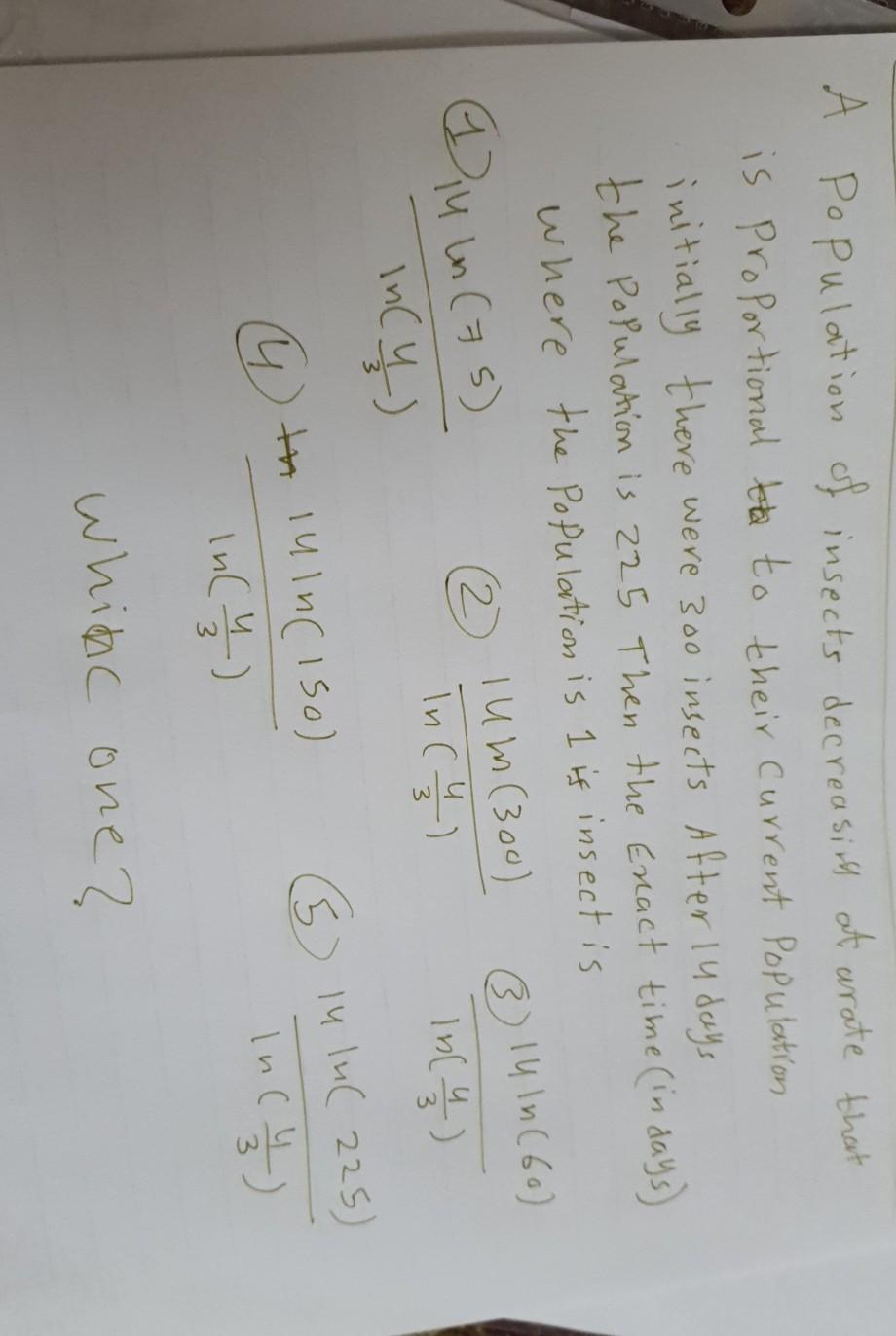 Solved A population of insects decreasing at wrate that is | Chegg.com