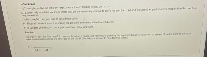 Solved Instructions: (1) Thoroughly define the probiem | Chegg.com Solved Instructions: (1) Thoroughly define the probiem | Chegg.com