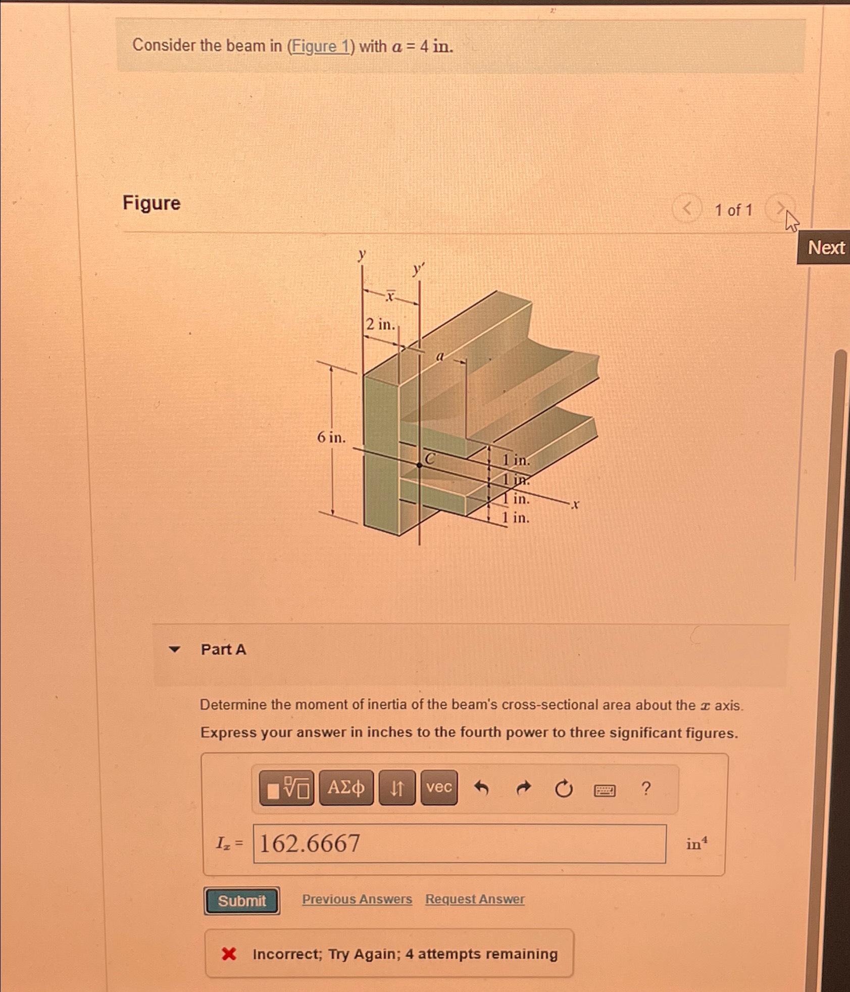 Solved Consider the beam in (Figure 1) ﻿with a=4 ﻿in.Figure1 | Chegg.com