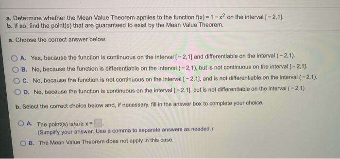 Solved Determine Whether Rolles Theorem Applies To The