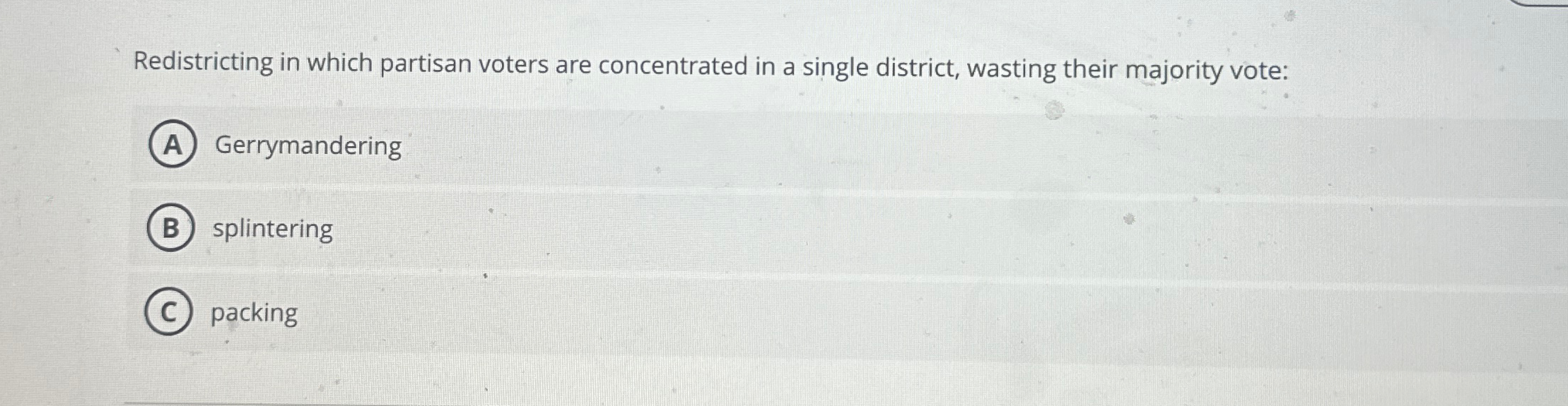 Solved Redistricting In Which Partisan Voters Are Chegg