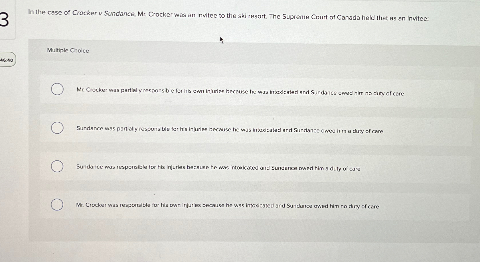 Solved In the case of Crocker v Sundance, Mr. ﻿Crocker was | Chegg.com