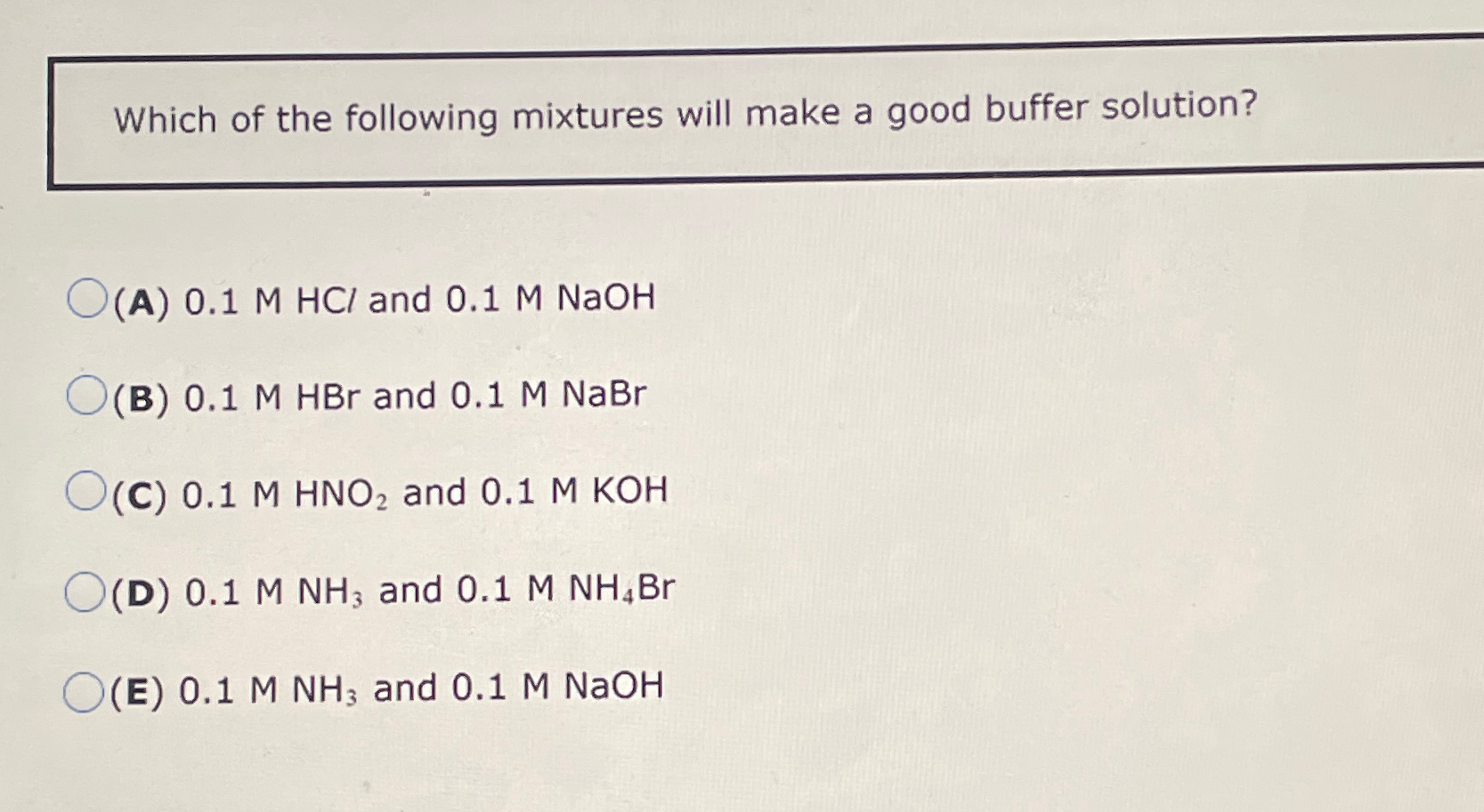 Solved Which of the following mixtures will make a good | Chegg.com