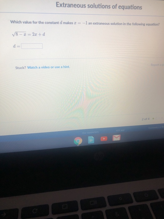 Solved Extraneous solutions of equations Which value for the | Chegg.com