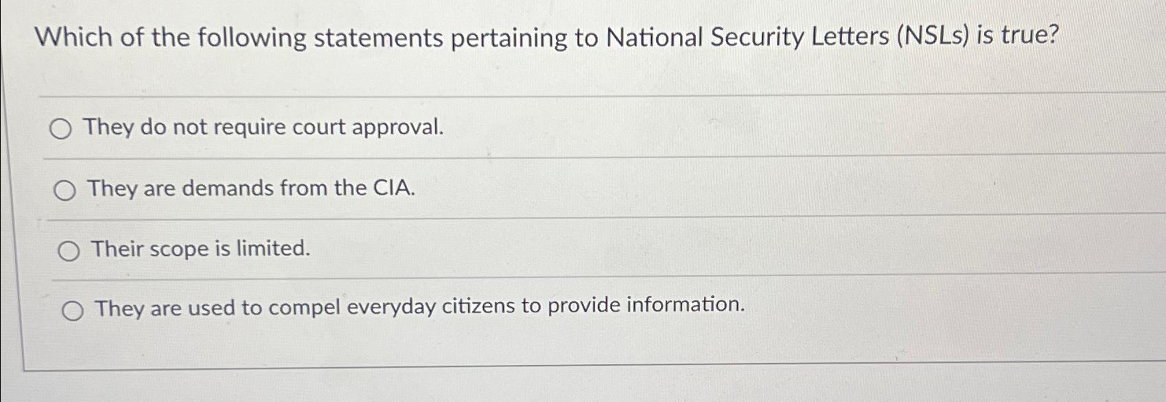 Solved Which of the following statements pertaining to | Chegg.com