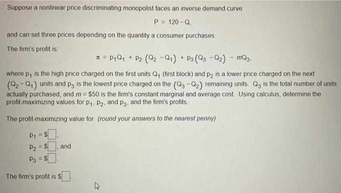 Solved Please answers p1, p2, p3 and the firm's profit. All | Chegg.com