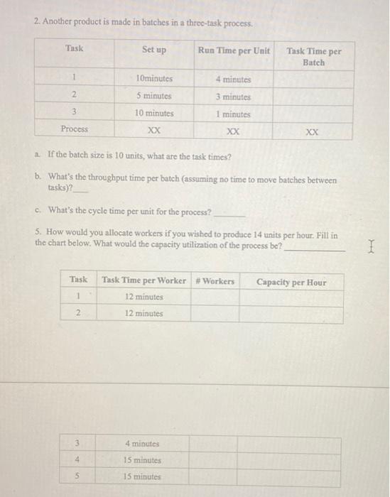 Solved 1. A process for making a product has five tasks, | Chegg.com