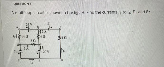 Solved A multiloop circuit is shown in the figure. Find the | Chegg.com