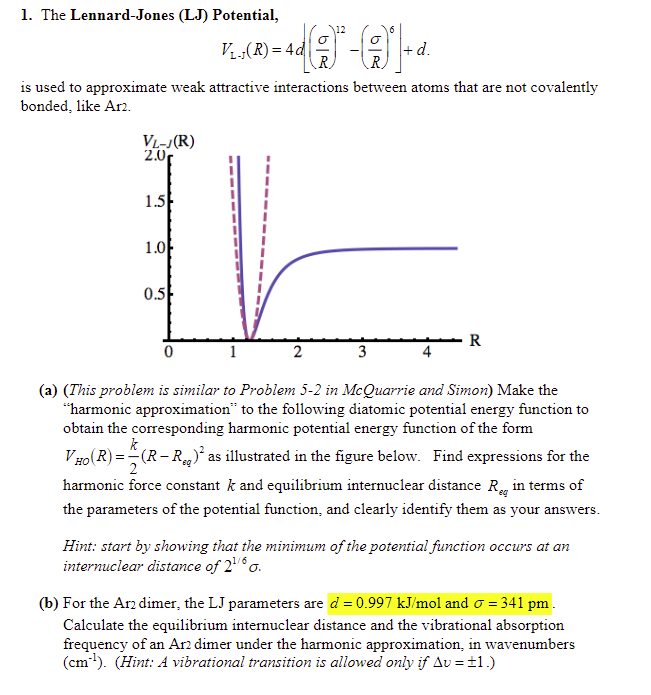 Solved The Lennard-Jones (LJ) ﻿Potential,is used to | Chegg.com
