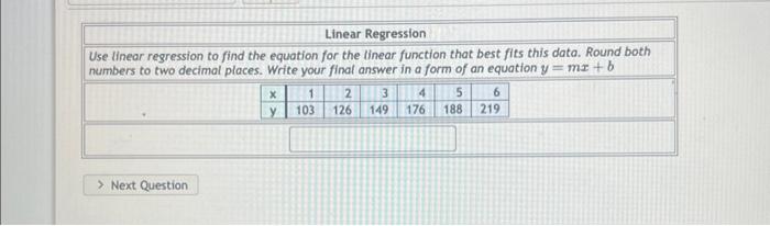 Solved Ise linear regression to find the equation for the | Chegg.com