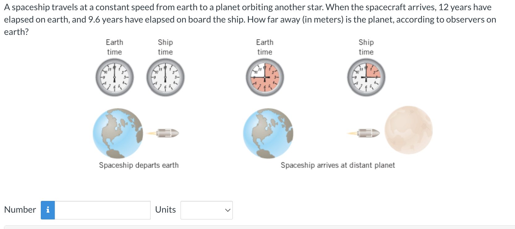 Solved A spaceship travels at a constant speed from earth to | Chegg.com