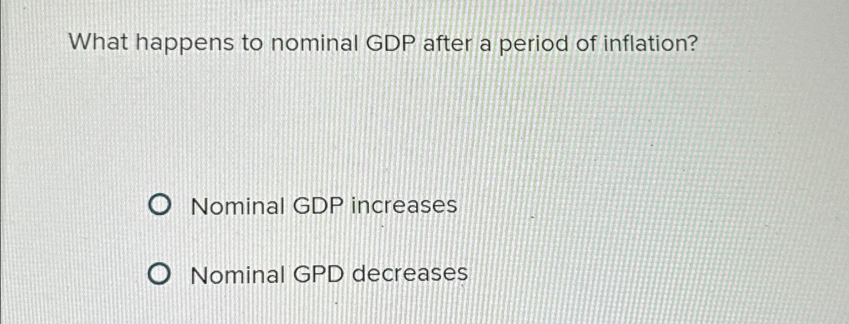 Solved What happens to nominal GDP after a period of | Chegg.com