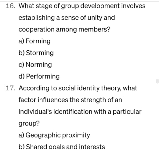 Solved What stage of group development involves establishing | Chegg.com