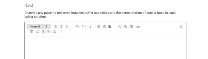 Solved Report Table BU.5a: Buffer capacities when adding | Chegg.com
