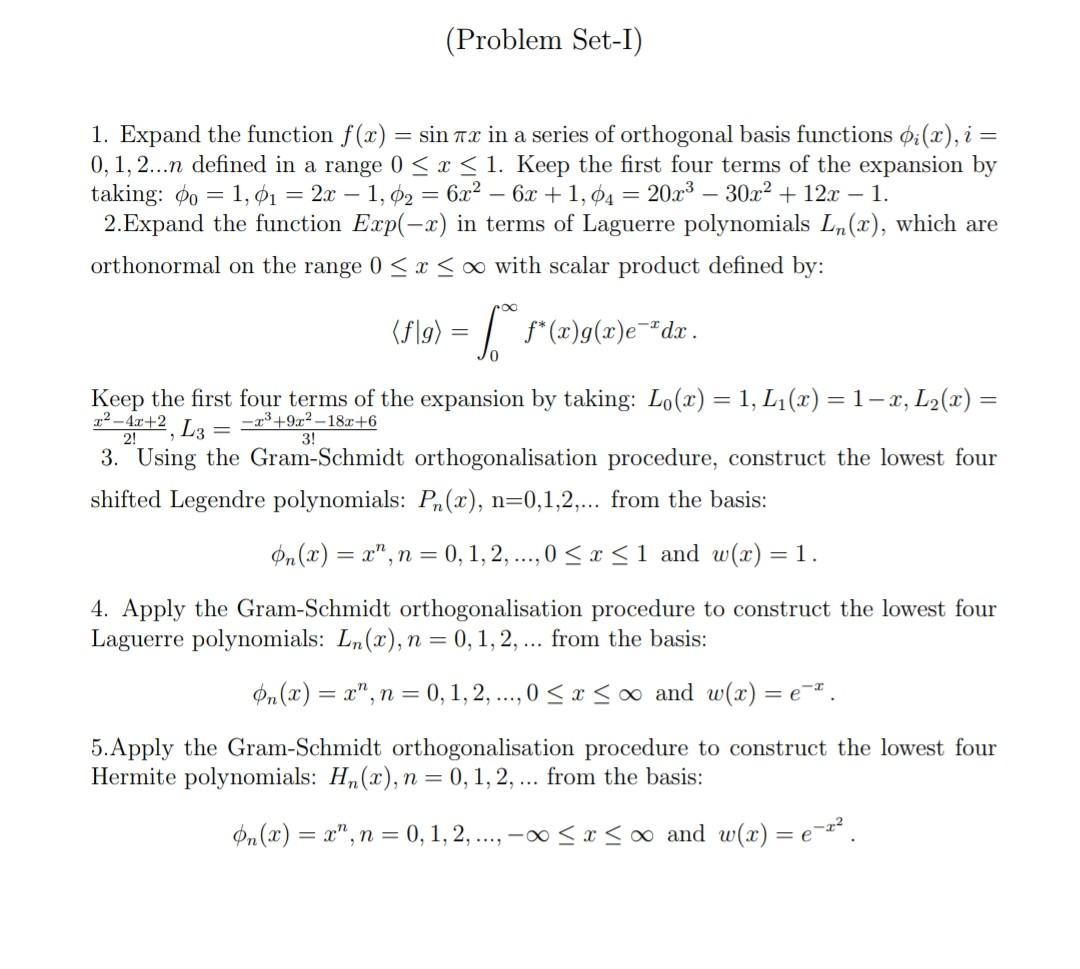 Solved (Problem Set-I) 1. Expand the function \\( f(x)=\\sin | Chegg.com