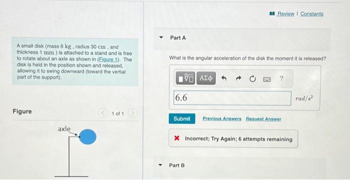 Solved A small disk (mas5 6 kg, radius 30 cm, and thickness | Chegg.com
