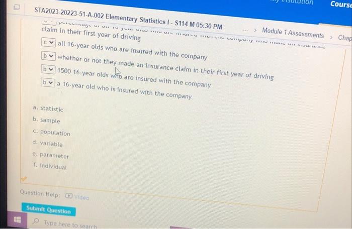 Solved D STA2023-20223-51-A-002 Elementary Statistics 1 - | Chegg.com