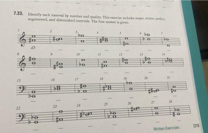 33. Identify each interval by number and quality. | Chegg.com