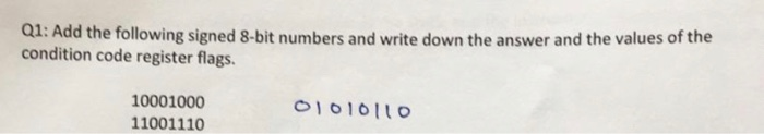 Solved Q1: Add the following signed 8-bit numbers and write | Chegg.com