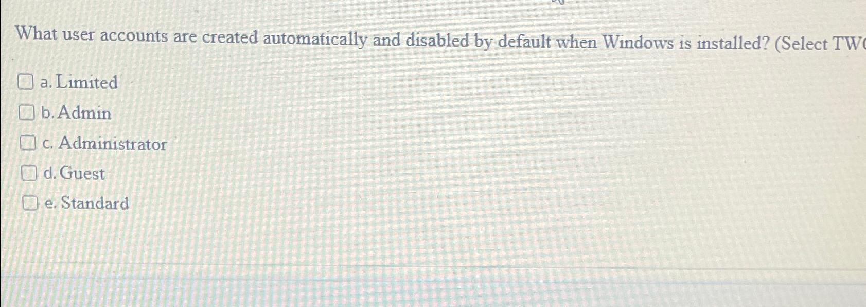 Solved What user accounts are created automatically and | Chegg.com