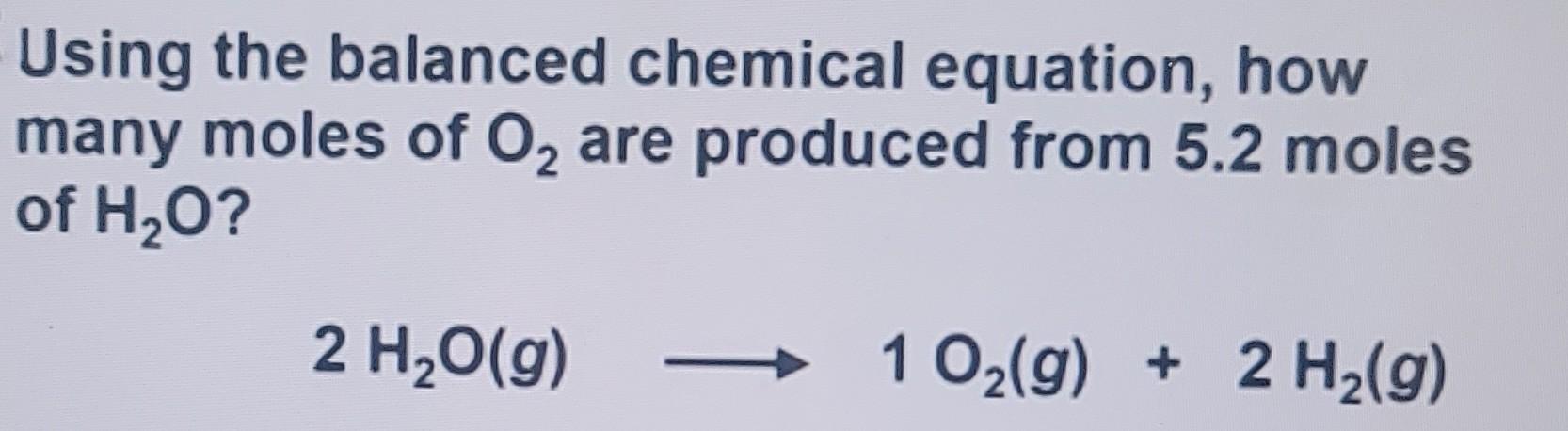 Solved Using the balanced chemical equation, how many moles | Chegg.com