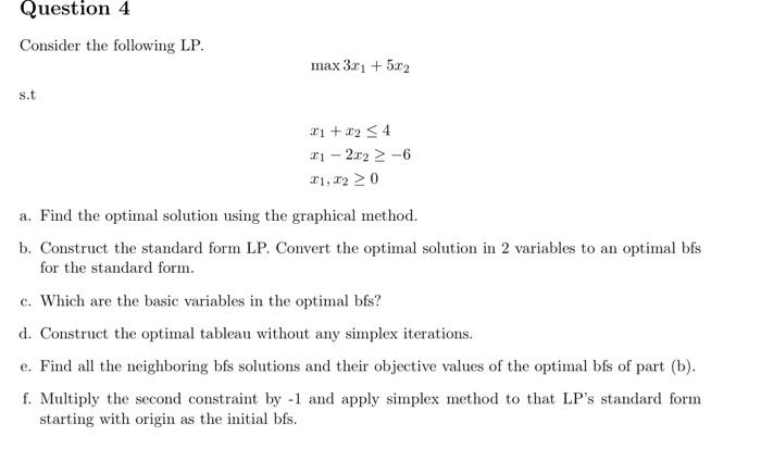 Solved Consider the following LP. max3x1+5x2 s.t | Chegg.com