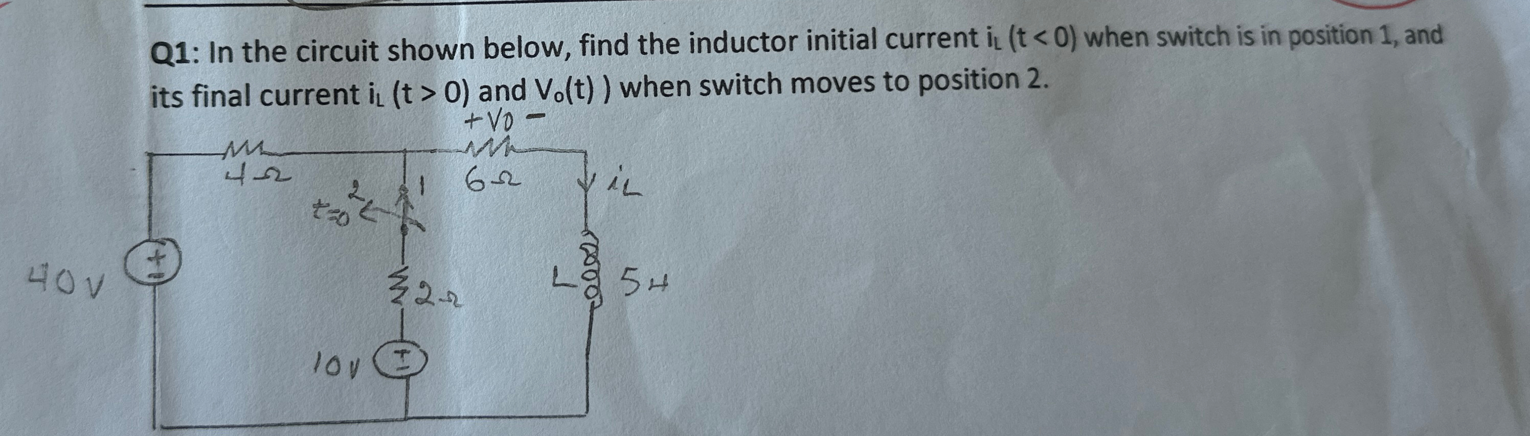 Solved Q1: In the circuit shown below, find the inductor | Chegg.com