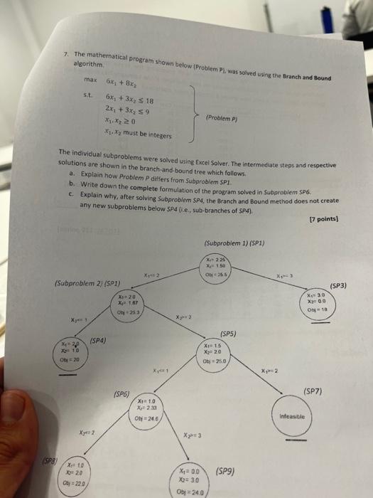 Solved 7. The mathematical program shown below (Problem P), | Chegg.com