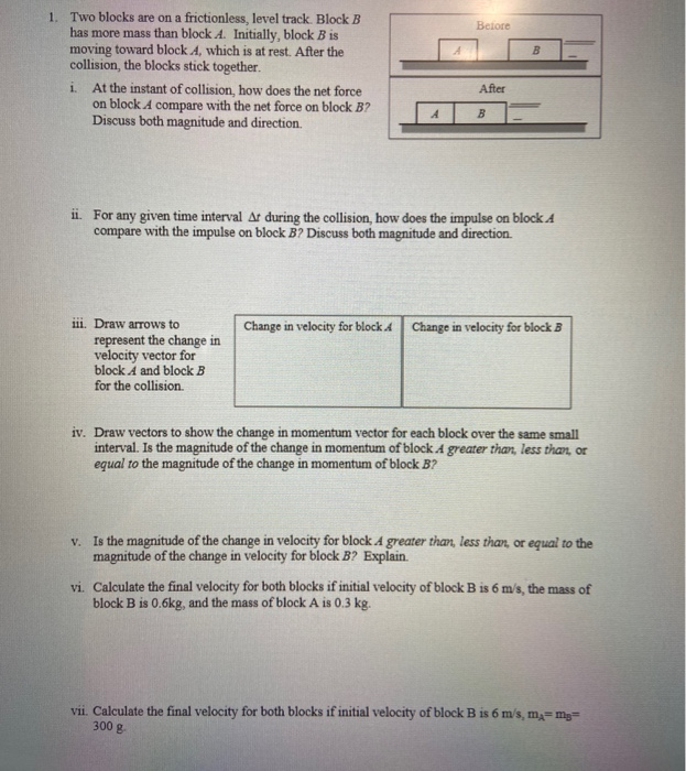 Solved Beiore Two blocks are on a frictionless, level track. | Chegg.com