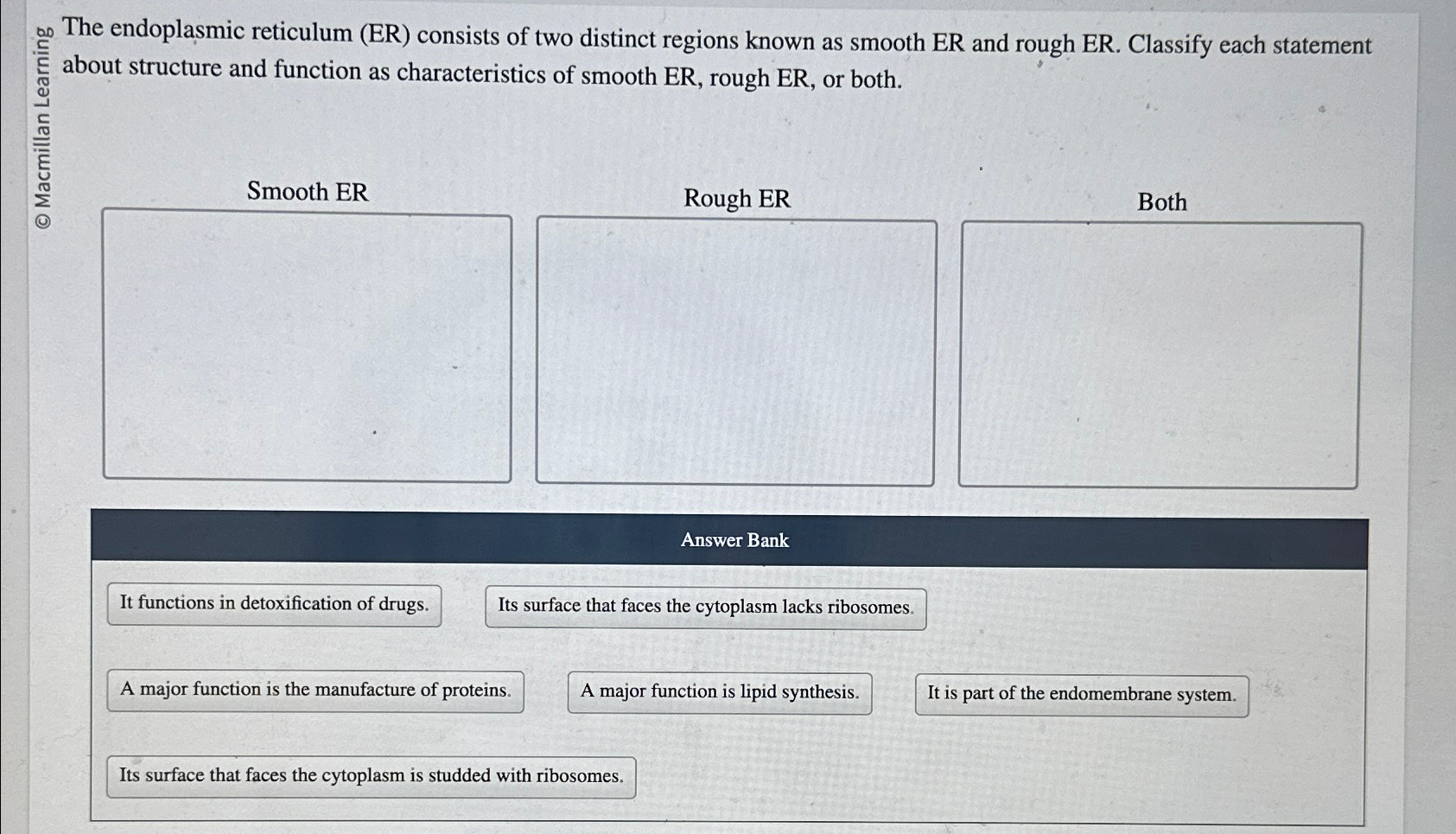 Solved The endoplasmic reticulum (ER) ﻿consists of two | Chegg.com