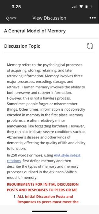 Solved Memory refers to the psychological processes of | Chegg.com