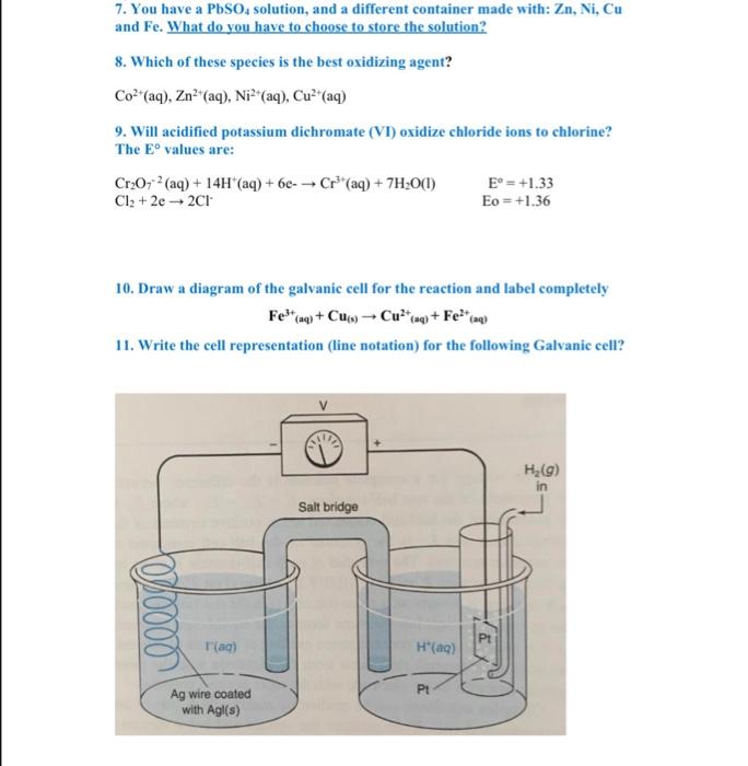 Solved 7. You have a PbSO4 solution, and a different | Chegg.com