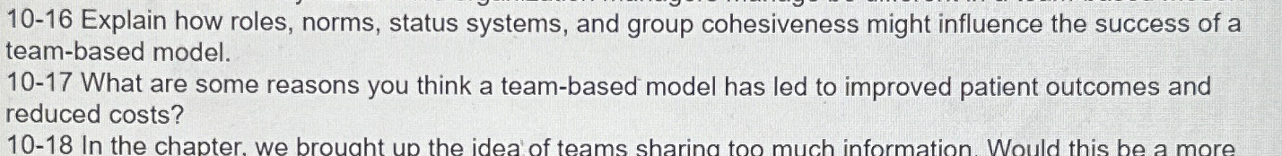 Solved 10-16 ﻿Explain how roles, norms, status systems, and | Chegg.com