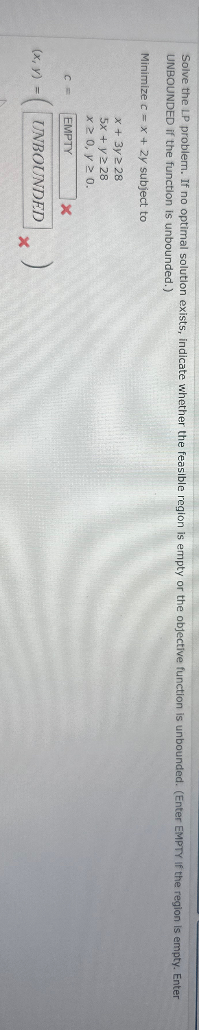 Solved Solve the LP problem. If no optimal solution exists, | Chegg.com
