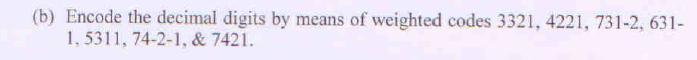Solved Encode the decimal digits by means of weighted codes | Chegg.com