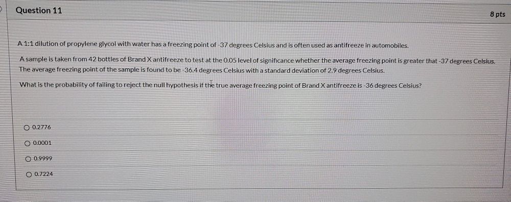 Question 11 8 pts A 1:1 dilution of propylene glycol | Chegg.com