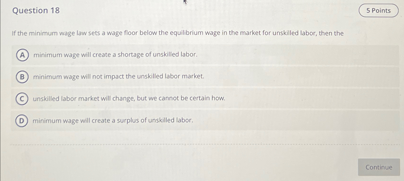 Solved Question 18If the minimum wage law sets a wage floor | Chegg.com