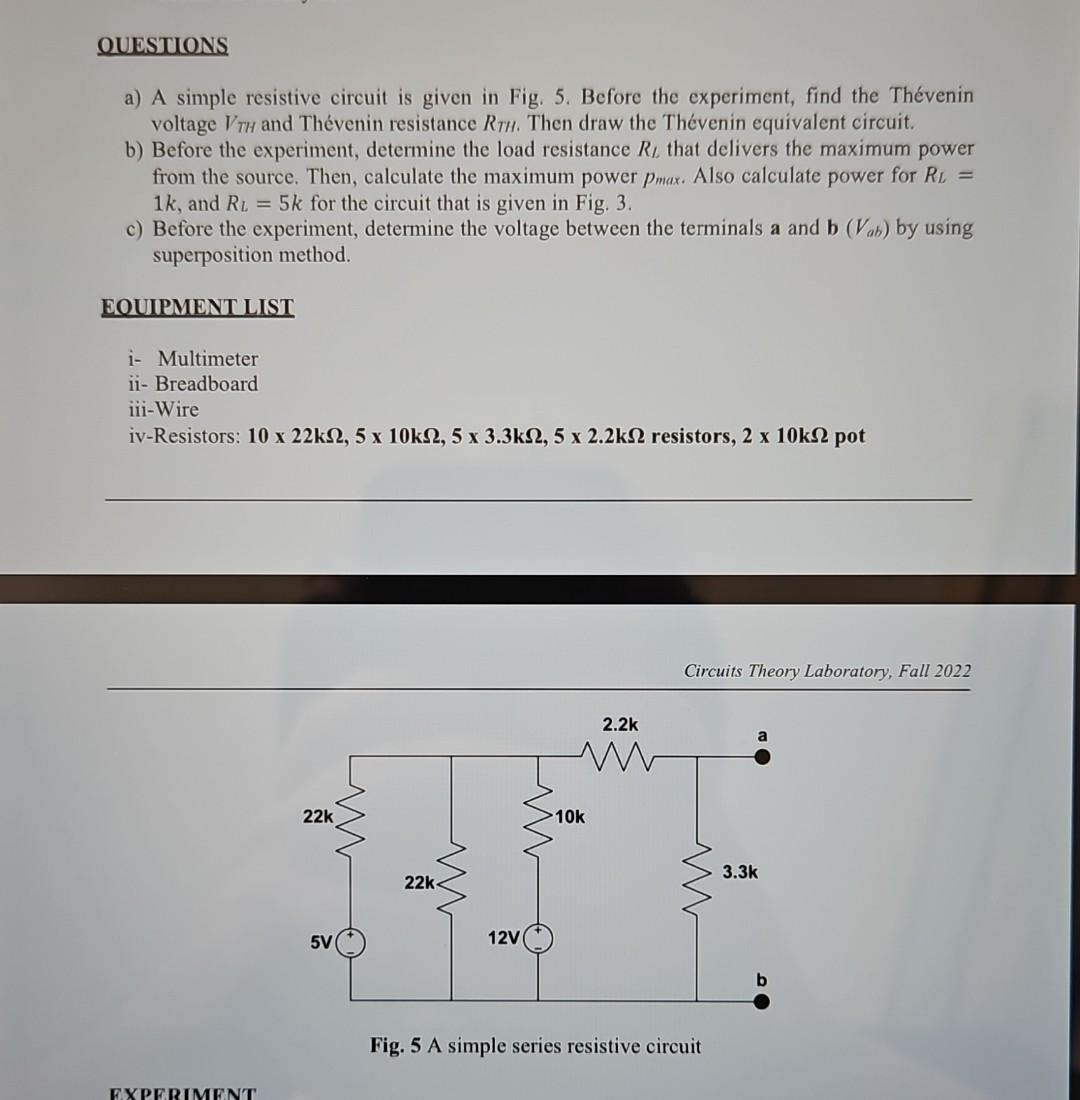 Solved QUESTIONS a) A simple resistive circuit is given in | Chegg.com