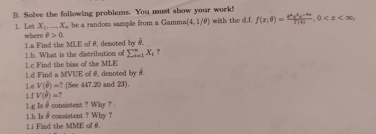 Solved B. ﻿Solve the following problems. You must show your | Chegg.com