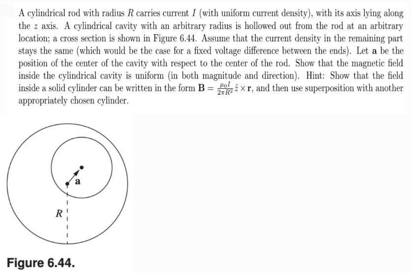 Solved A cylindrical rod with radius R carries current I | Chegg.com