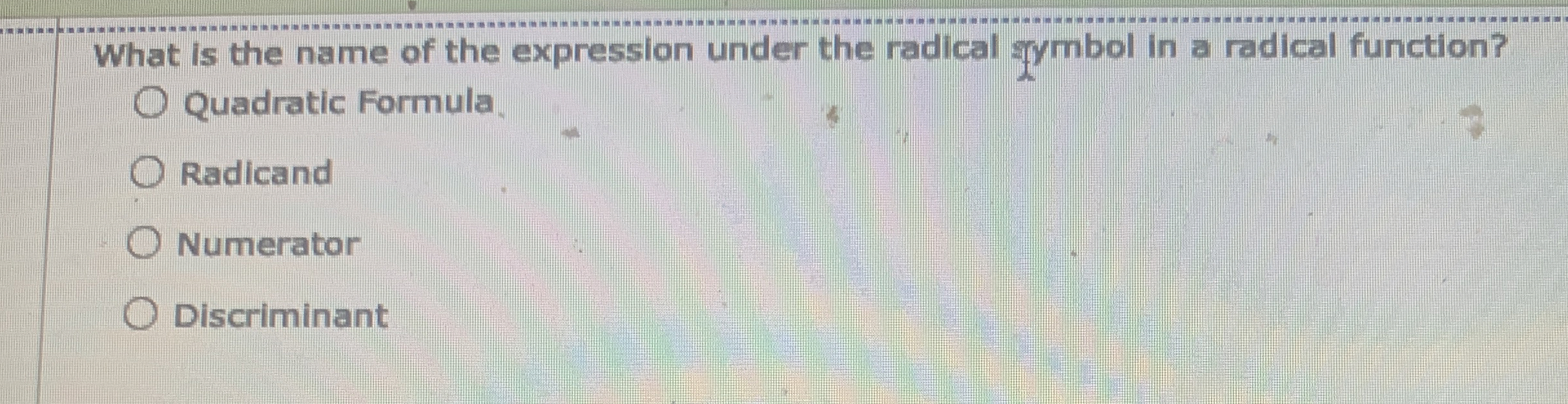 Solved What is the name of the expression under the radical | Chegg.com