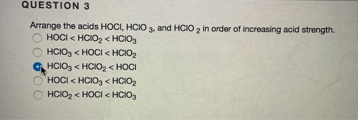 Solved QUESTION 2 Arrange the acids HBr, H2Se, and H 3As in | Chegg.com