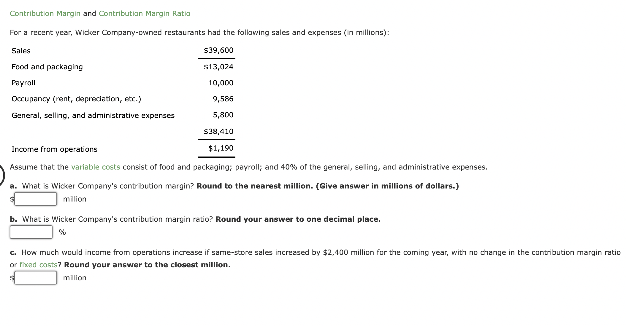 Solved Contribution Margin and Contribution Margin RatioFor | Chegg.com